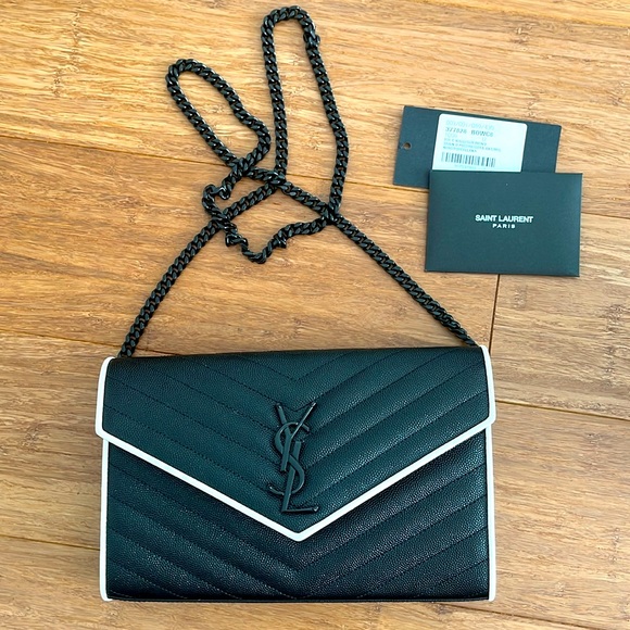 Yves Saint Laurent | Bags | Ysl Black Bag With White Piping And Black ...